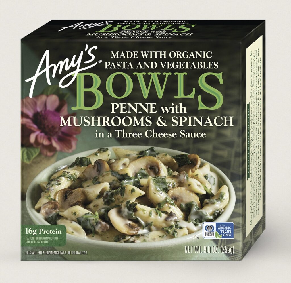 Penne with Mushrooms & Spinach, Mole Enchiladas New from Amy's | Frozen ...